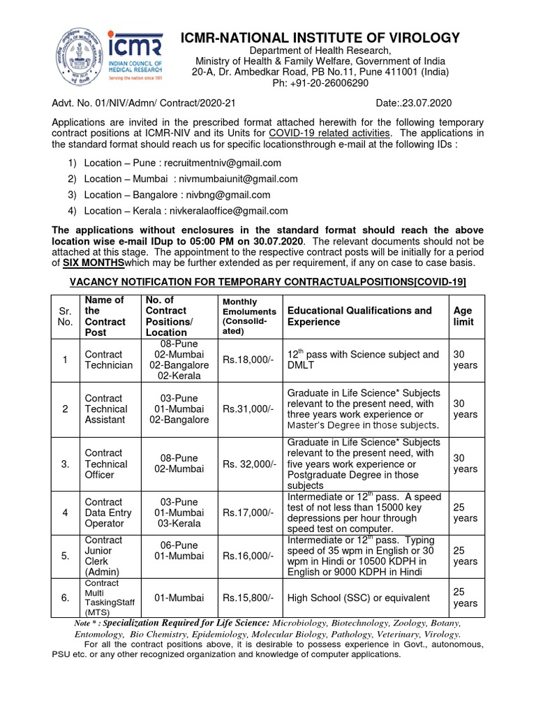 Icmr-National Institute of Virology | PDF | Business