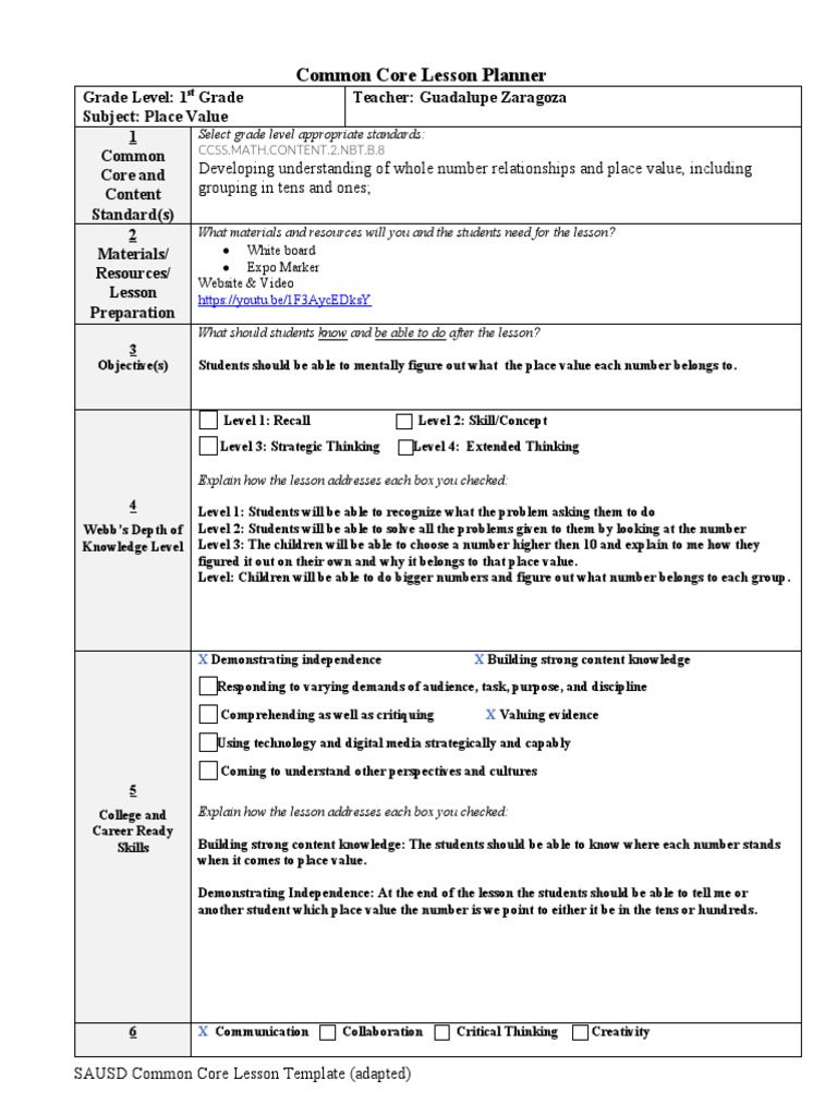 Common Core Lesson Planner | Download Free PDF | Common Core State ...