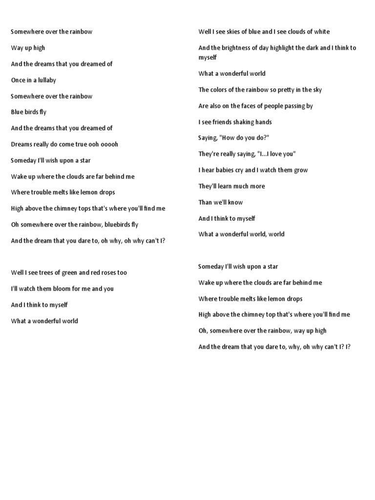 Somewhere Over The Rainbow | PDF | Poetry