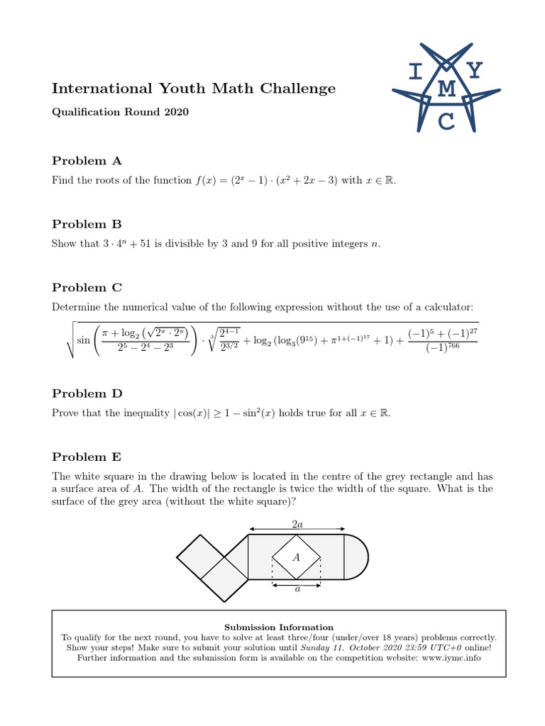 International Youth Math Challenge: Problem A | PDF