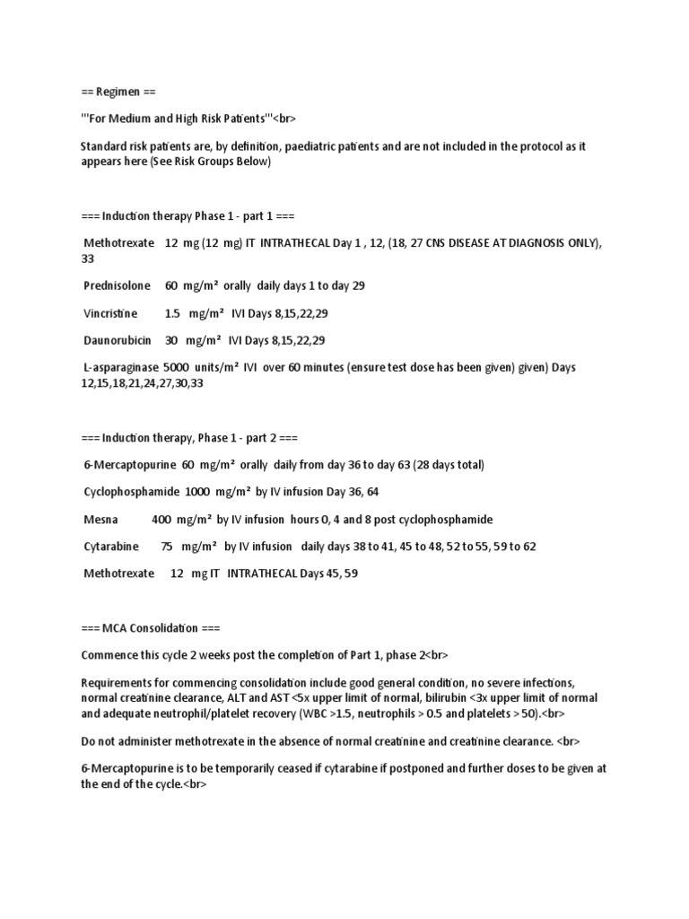 A Detailed Chemotherapy Protocol for the Treatment of Medium and High ...