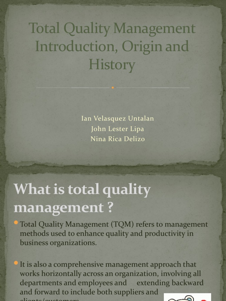 TQM: Introduction, Origin, and History | PDF | Quality Management ...