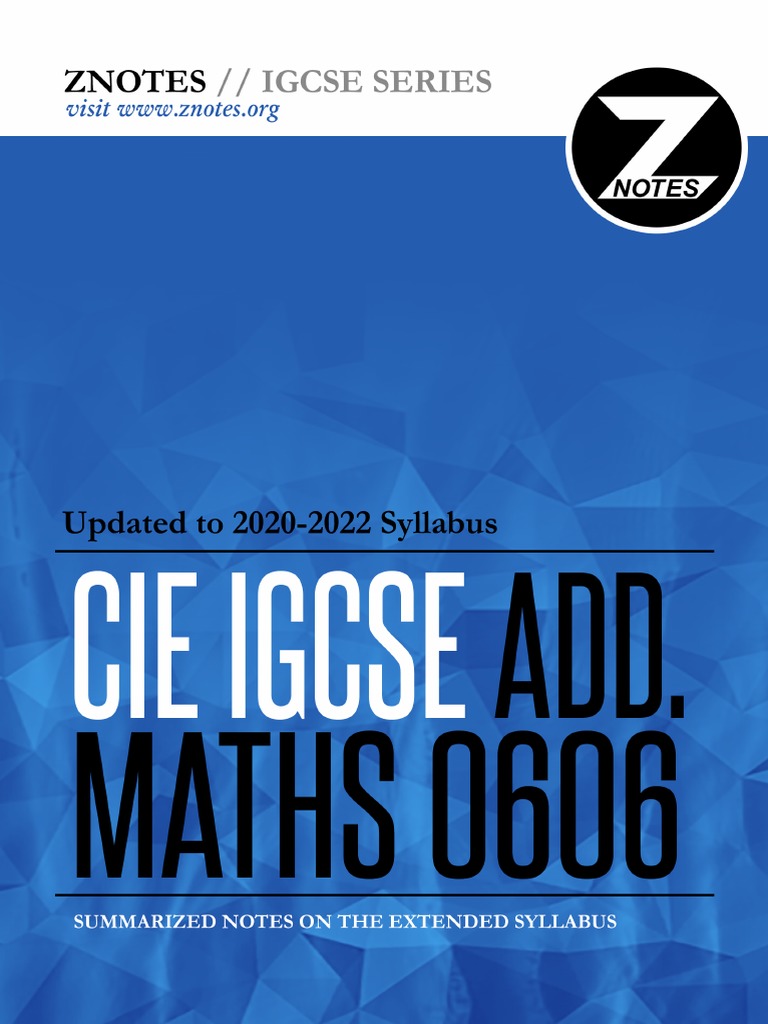 Caie Igcse Add Maths 0606 Theory | PDF | Logarithm | Trigonometric Functions