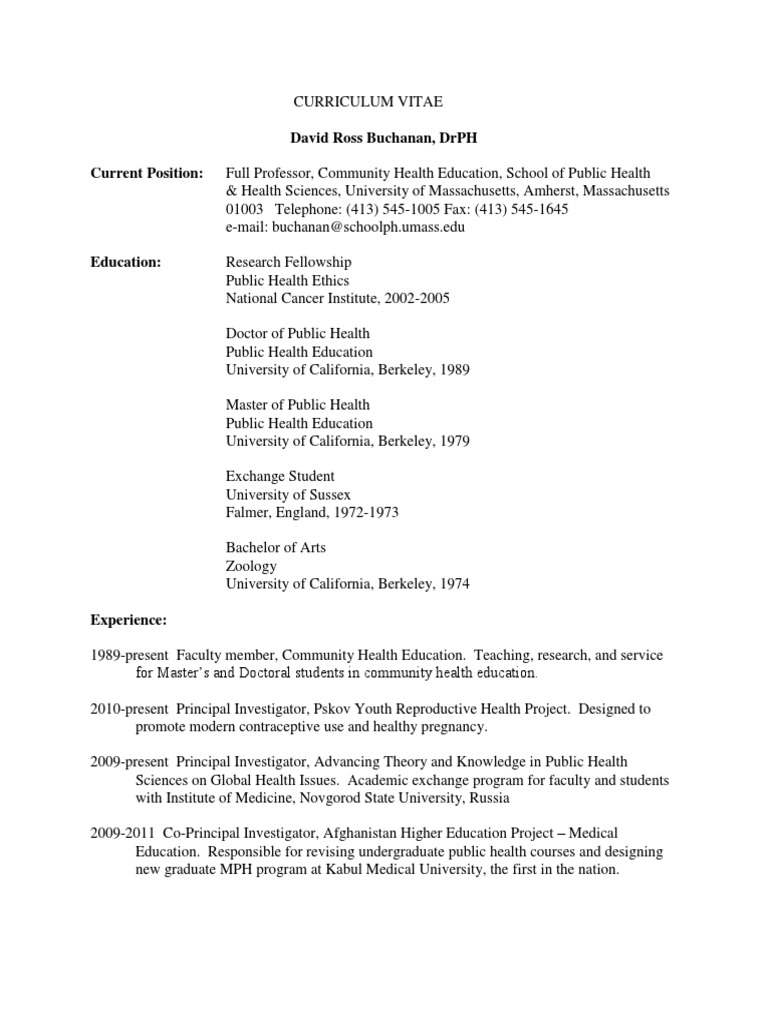 Health Curriculum Vitae | PDF | Health Education | Public Health
