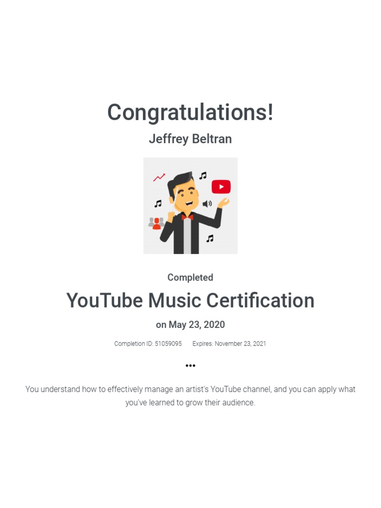 YouTube Music Certification - Jeffrey Beltran | PDF | Art