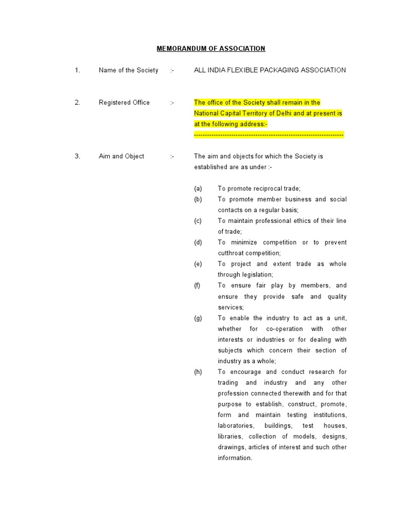 Memorandum of Association | PDF | Government Information | Justice