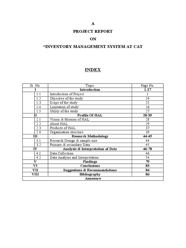 Inventory Management System Report | PDF | Data | Business