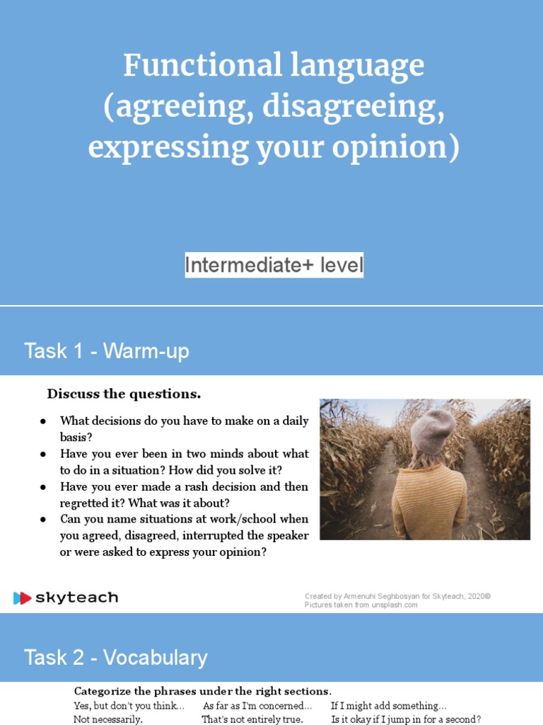 Functional Language (Agreeing, Disagreeing, Expressing Your Opinion ...