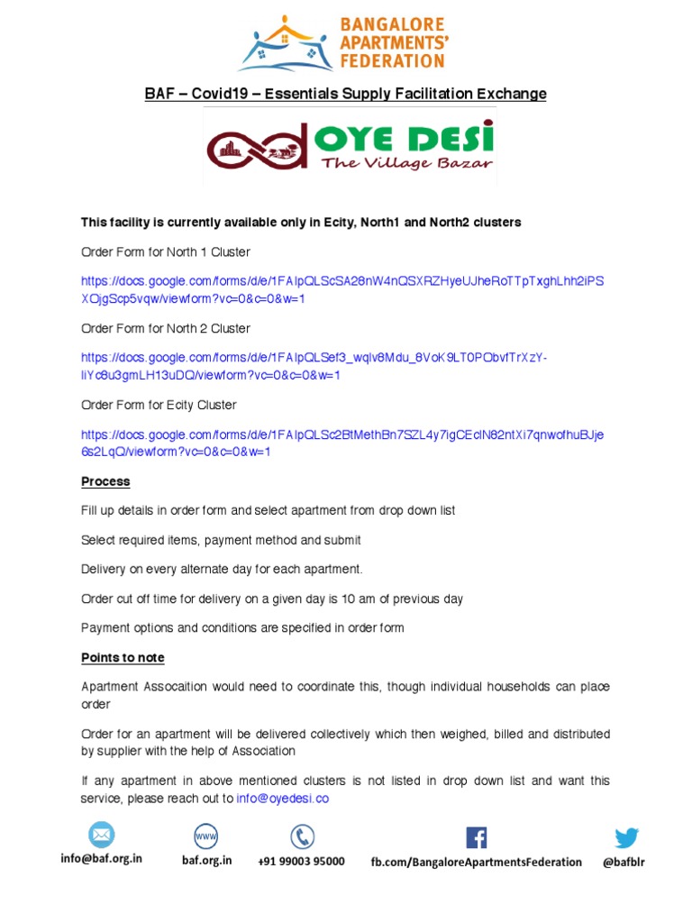 Guidelines and Order Forms for the BAF Covid19 Essentials Supply ...