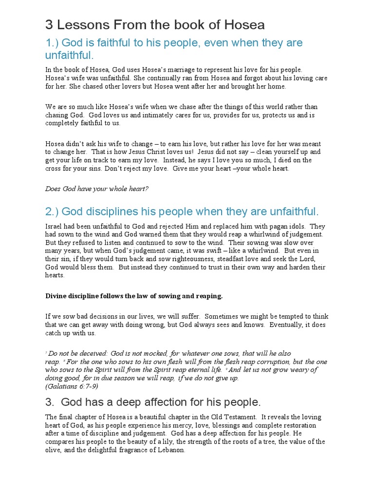 3 Lessons From The Book of Hosea | PDF | Hosea | Eternal Life ...