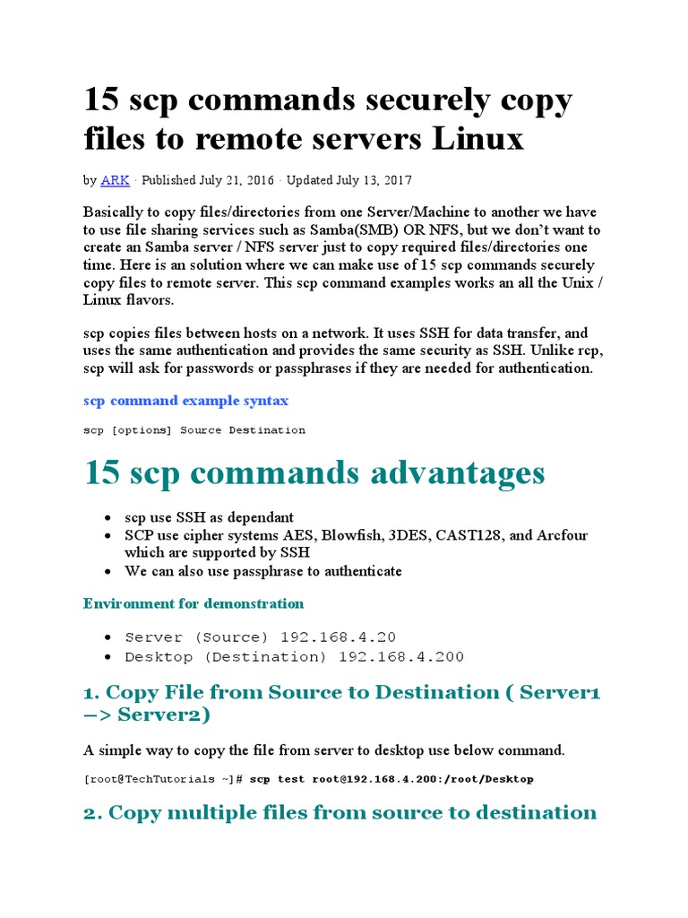 15 SCP Commands Securely Copy Files To Remote Servers Linux | Download ...