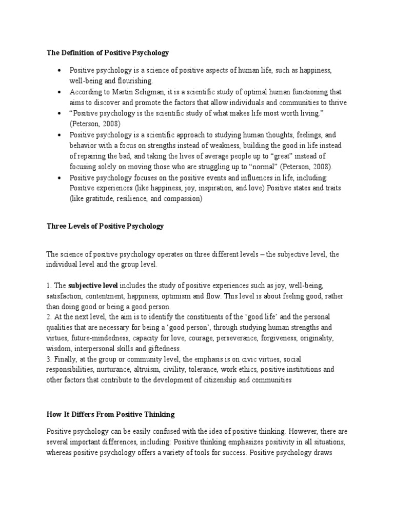 The Definition of Positive Psychology | PDF | Positive Psychology ...