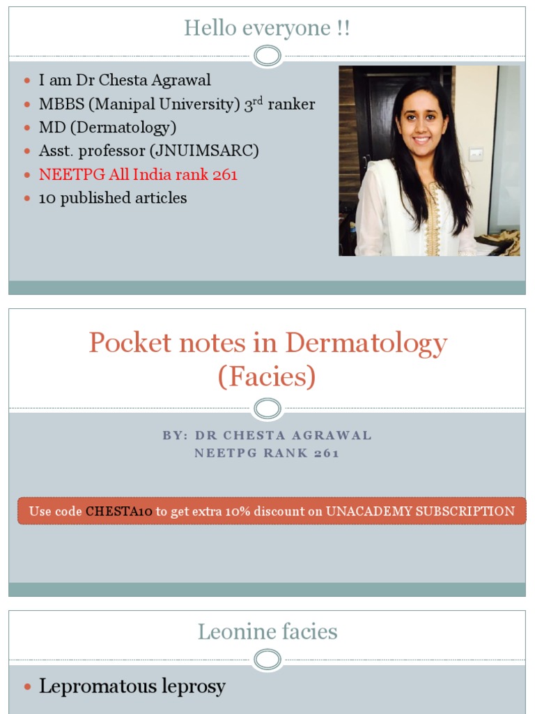 Dermatology Pocket Notes on Facies | PDF | Cooking, Food & Wine