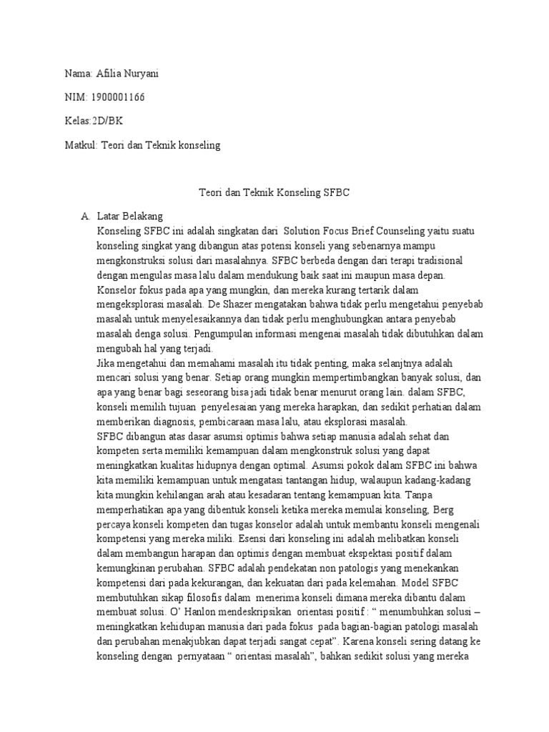 Konseling SFBC | PDF