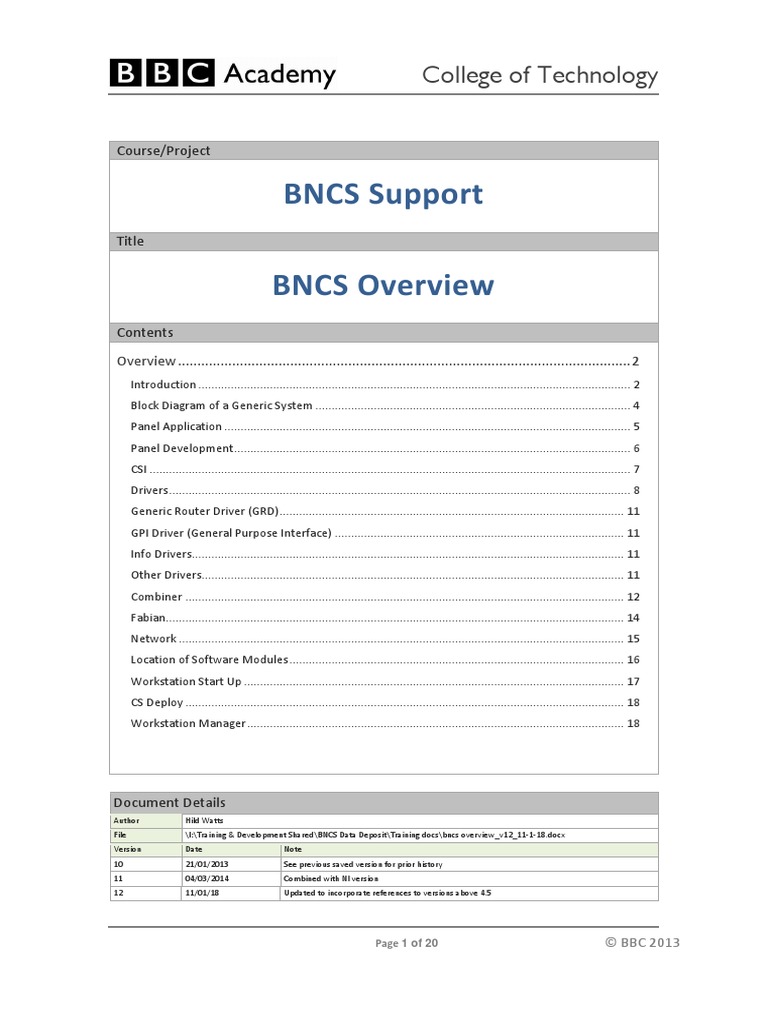 BNCS Support BNCS Overview: College of Technology | PDF | Computer ...