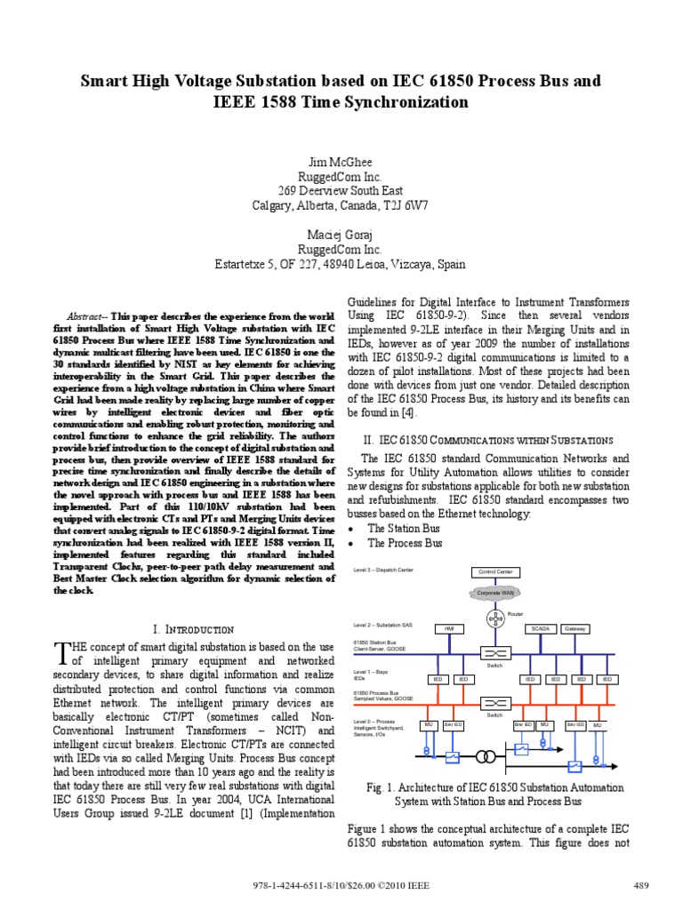 2010-Smart High Voltage Substation Based On IEC 61850 Process Bus and ...