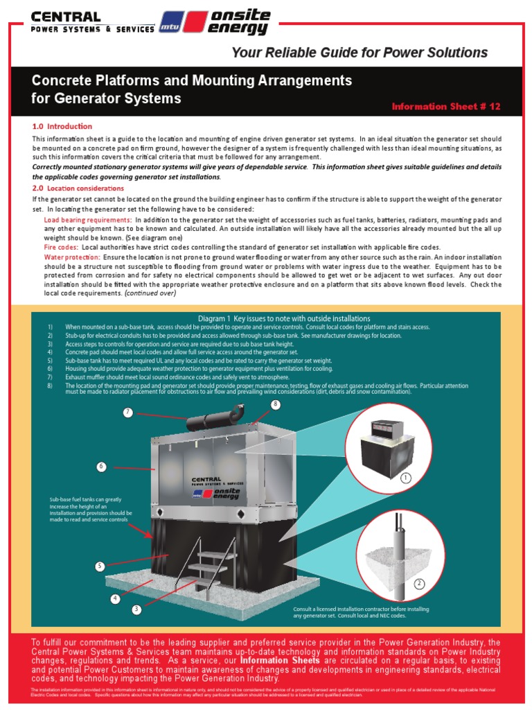 Concrete Platforms and Mounting Arrangements For Generator Systems ...