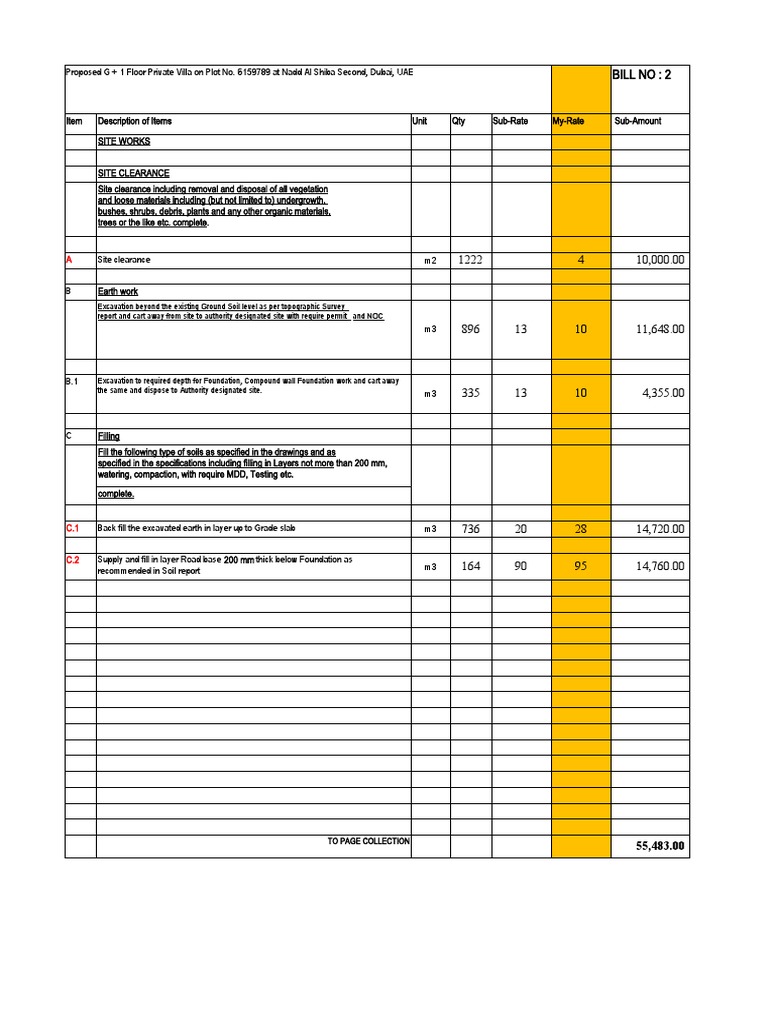 Villa Revised Priced BOQ 13 07 2020 | PDF | Beam (Structure) | Wall