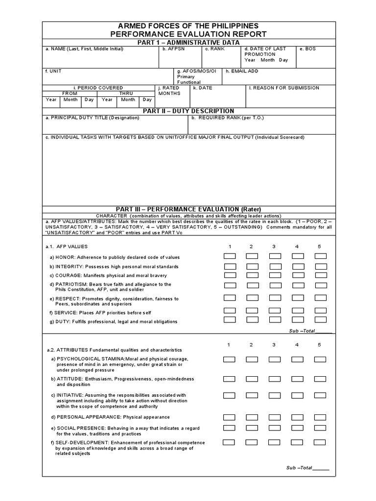 Performance Evaluation Report: Armed Forces of The Philippines | PDF ...