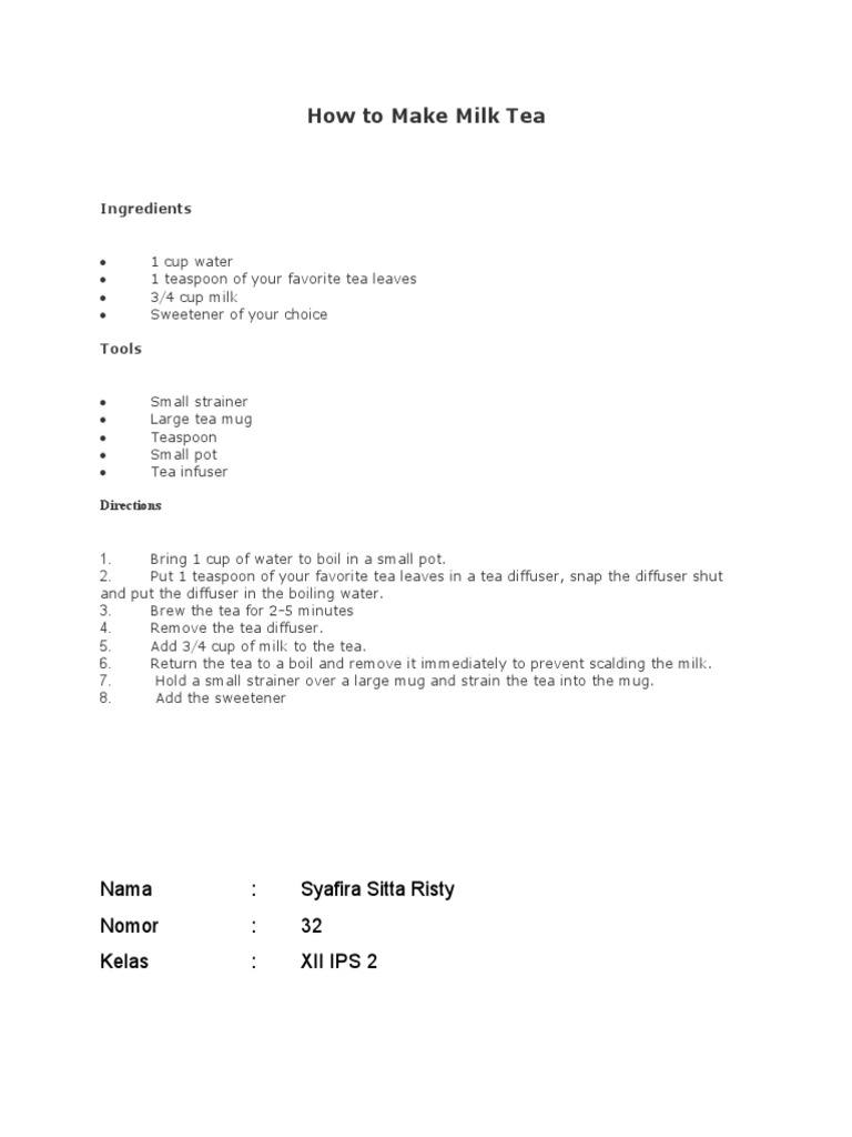 How To Make Milk Tea | PDF