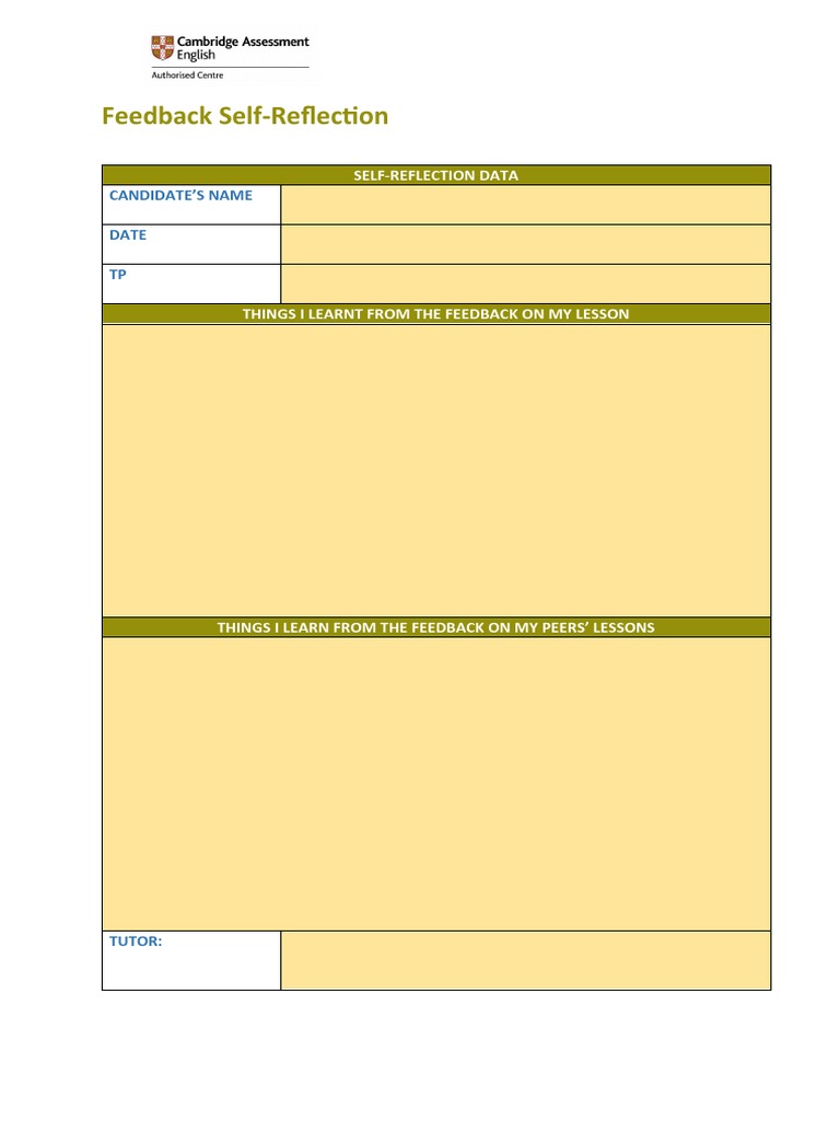 Feedback self-reflection | PDF