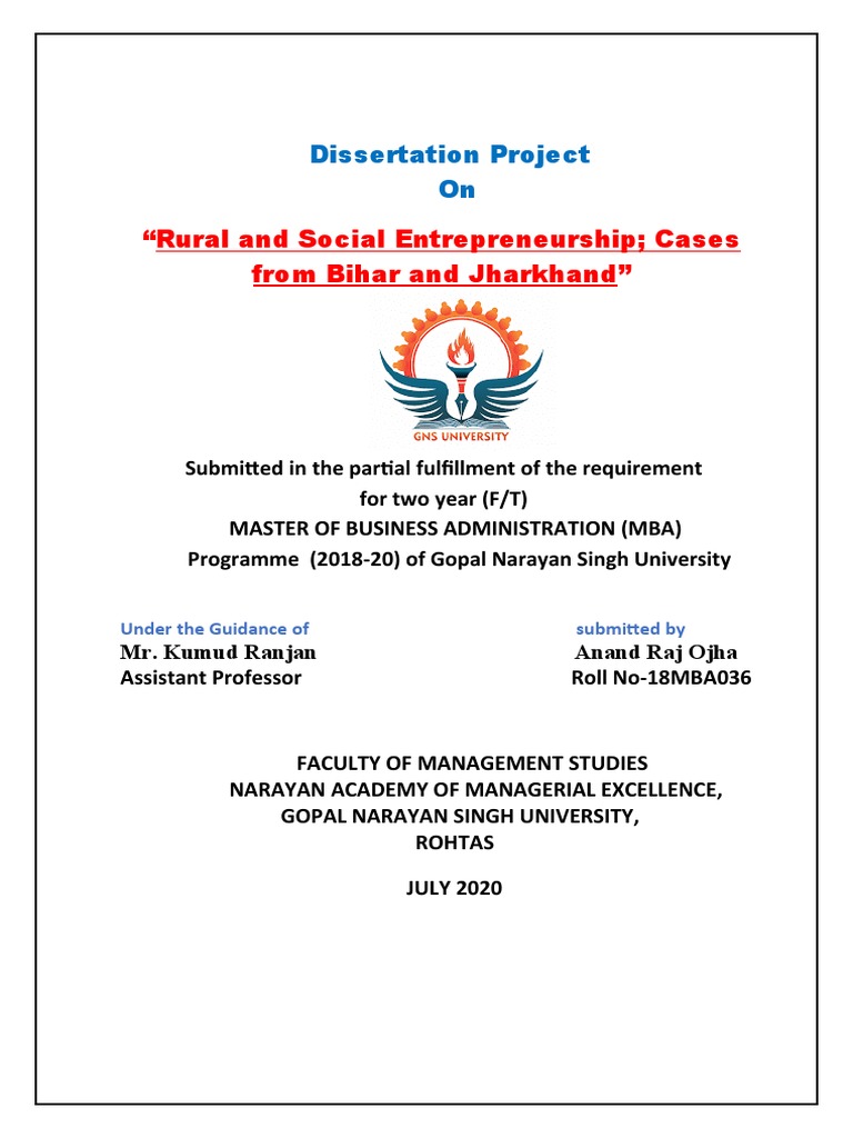 1 ANAND DISSERTATION (AutoRecovered) | PDF | Social Entrepreneurship | Entrepreneurship