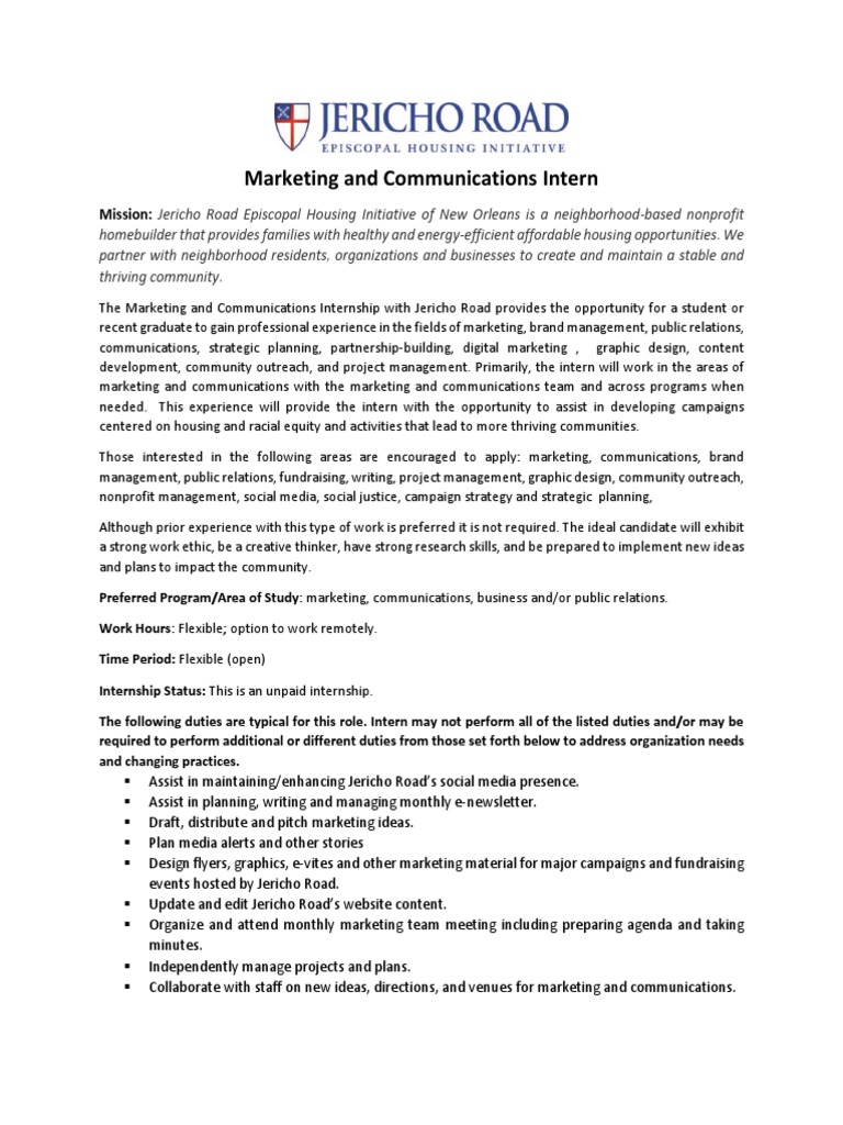 Marketing and Communication Intership | PDF | Internship | Job Hunting