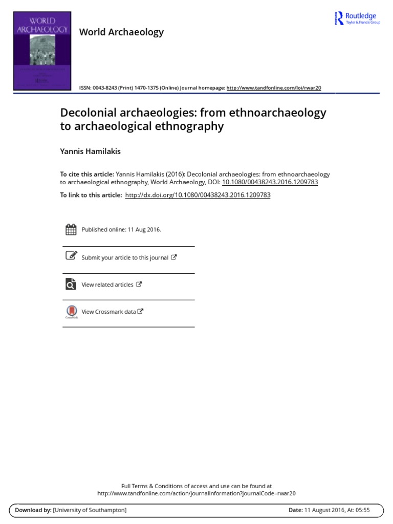 Hamilakis, Y. Decolonial Archaeologies | PDF | Archaeology | Ethnography