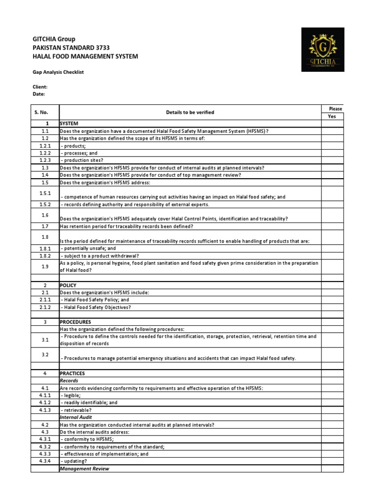 Halal Certification Checklist | PDF | Animal Slaughter | Foods