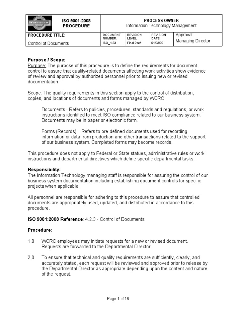 Control of Quality-Related Documents: A Procedure for Document Approval ...