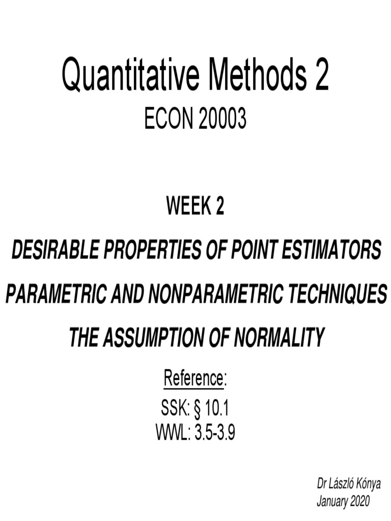 Quantitative Methods 2: ECON 20003 | PDF | Estimator | Bias Of An Estimator