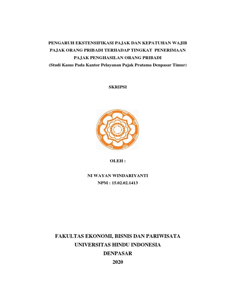 Skripsi Penelitian Pajak KPP Denpasar Timur - Ni Wayan Windariyanti - Unhi PDF | PDF