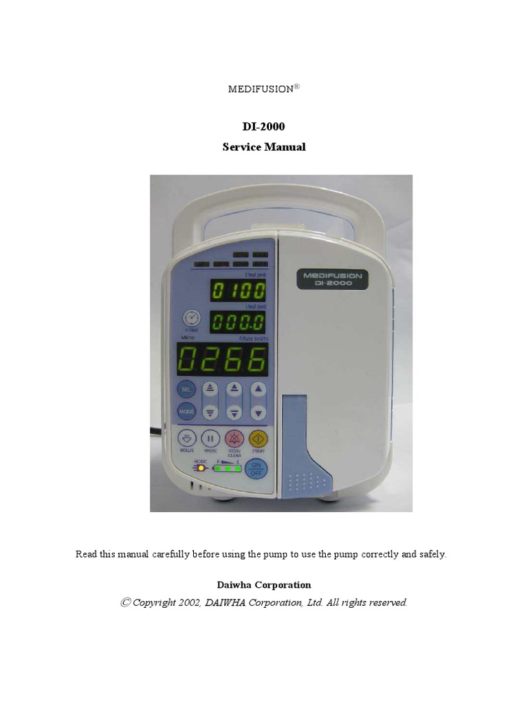 DI-2000 Service Manual: Medifusion | PDF | Power Supply | Intravenous ...