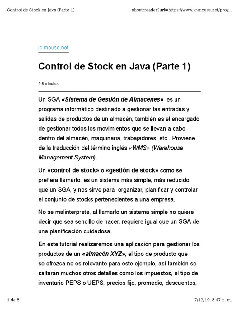 Control de Stock en Java Parte 1 | PDF | SQL | Diseño