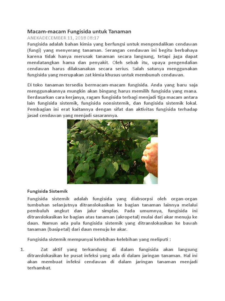 Macam-Macam Fungisida Untuk Tanaman | PDF