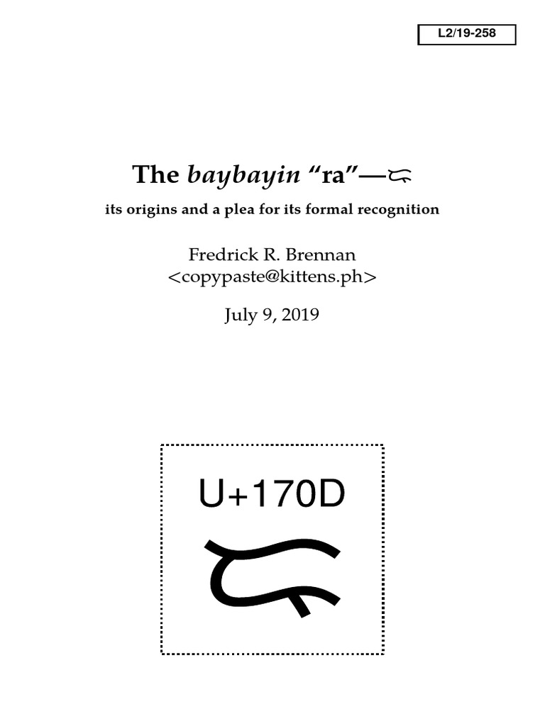 Baybayin "Ra" - : Fredrick R. Brennan July 9, 2019 | PDF | Tagalog ...