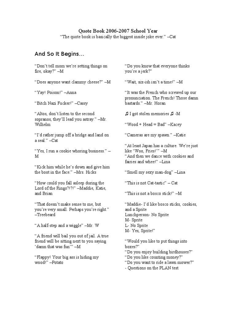 Quote Book 2006-2007 School Year | PDF