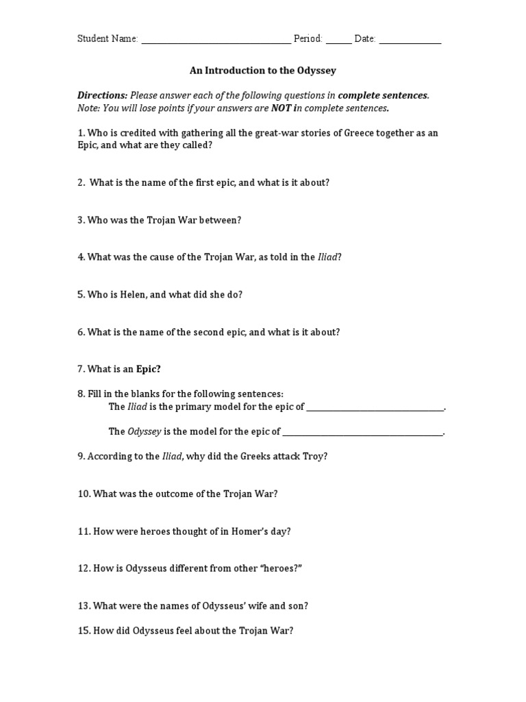 An Introduction To The Odyssey | PDF