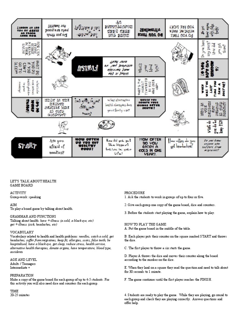 Lets Talk About Health Game Board | PDF | Headache | Medicine