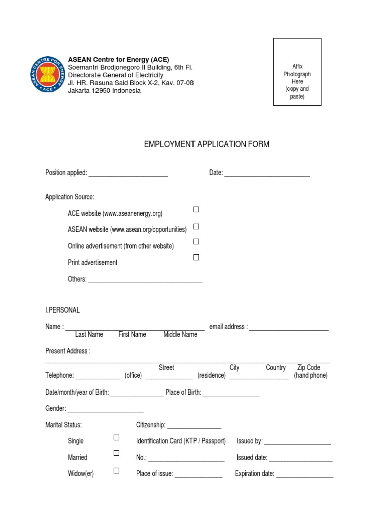 ACE Employment Form | PDF | Employment | Government