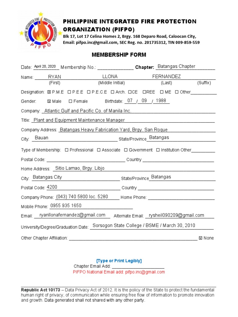 Philippine Integrated Fire Protection Organization (Pifpo) : Membership ...