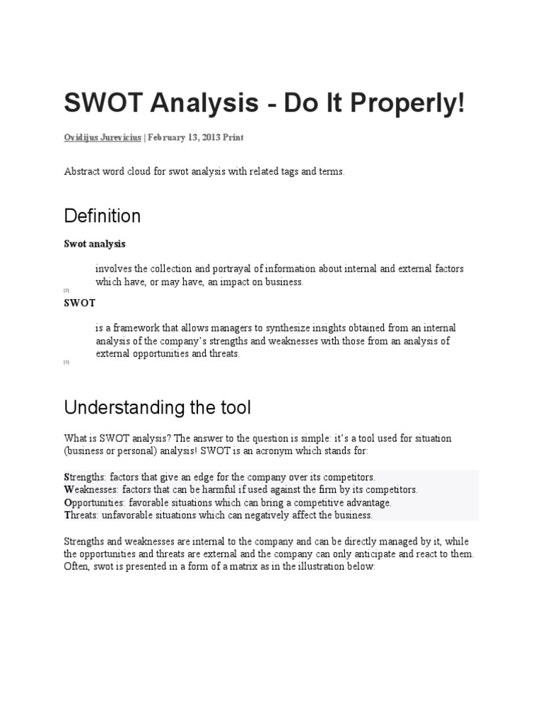 SWOT Analysis | PDF | Swot Analysis | Business