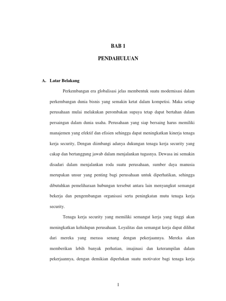 Contoh Proposal Skripsi Bab 1 MSDM | PDF