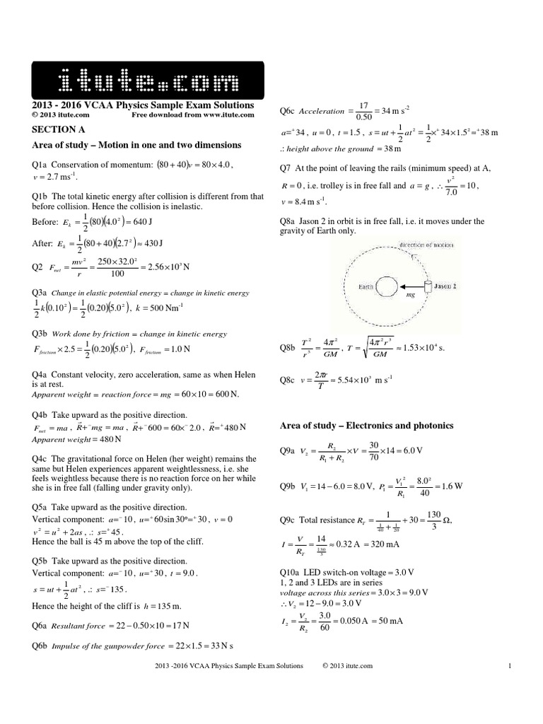2013 2016 Vcaa Physics Sample Exam Solutions | PDF | Photoelectric Effect | Electronvolt