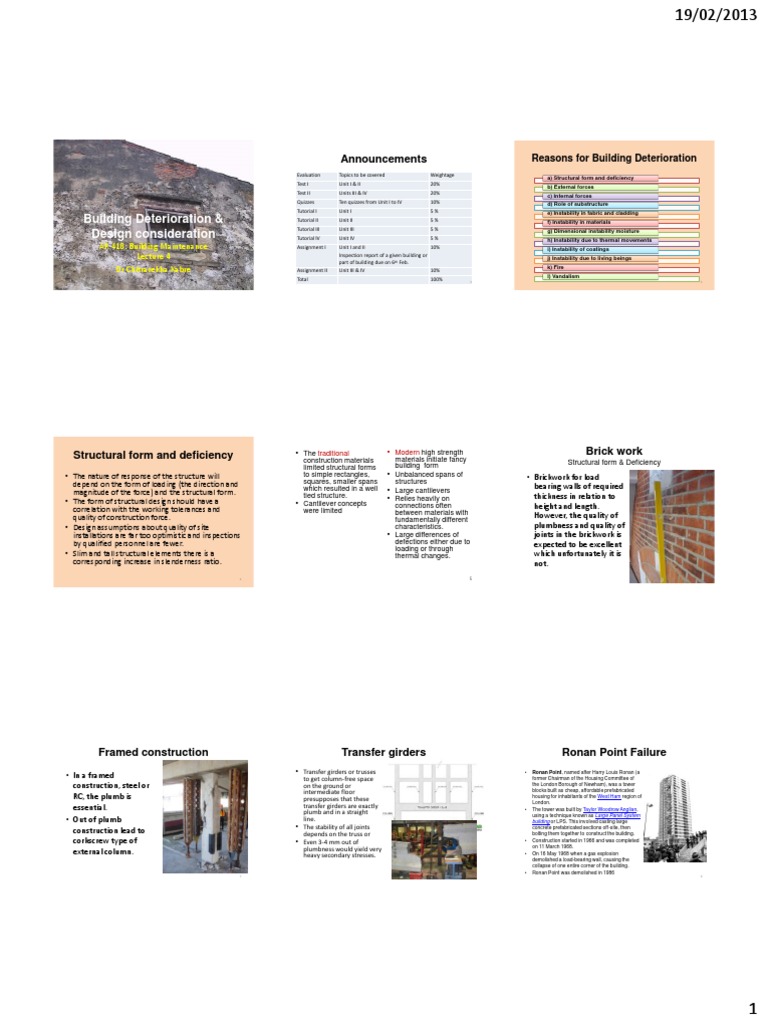 Building Deterioration & Design Consideration: Announcements | PDF ...