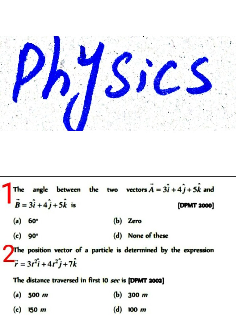 Physics Math 1 Test | PDF