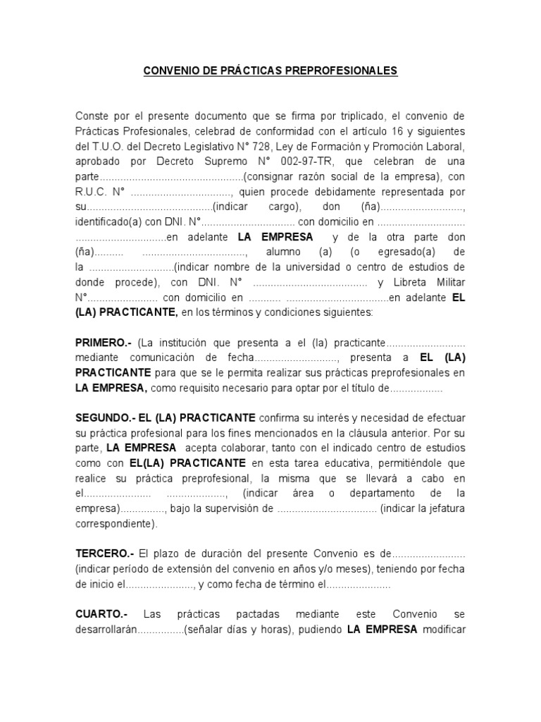 Convenio de Prácticas Preprofesionales | PDF | Salario | Gobierno