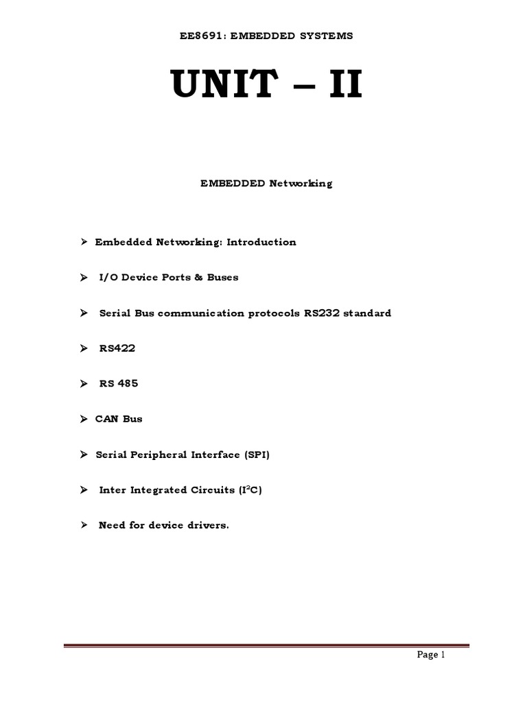 UNIT II - Embedded Networking | PDF | Usb | Device Driver