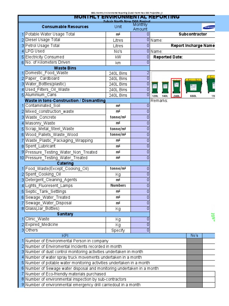 Environment Monthly Report Format - Rev3 | PDF | Waste Management ...