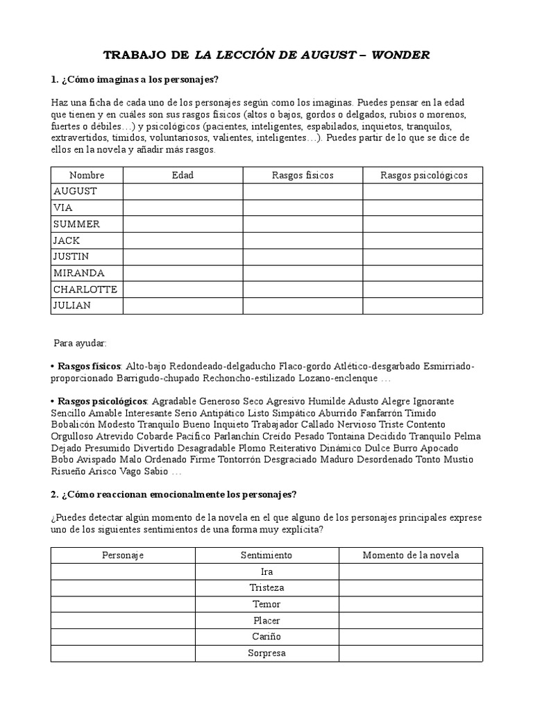 Actividades Wonder | PDF | Ironía | Conceptos psicologicos